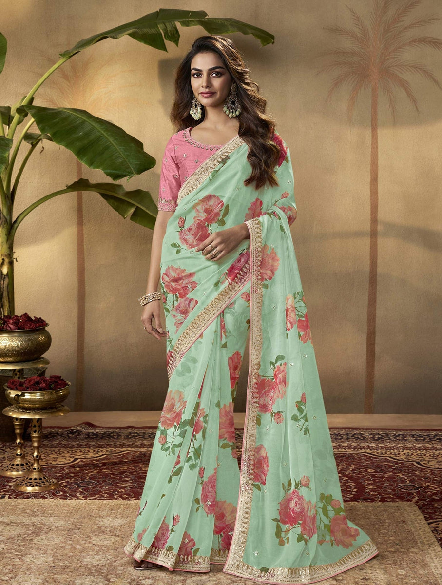 Shop Tready Printed Sarees Online for Women at best price – Moolchand ...