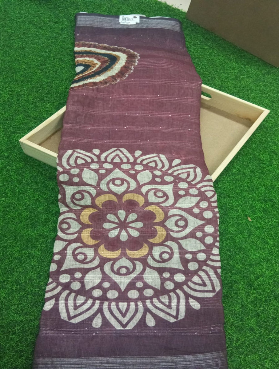 Buy Pure Linen Sarees Online at Best Prices – Moolchand Mill Pvt Ltd ...